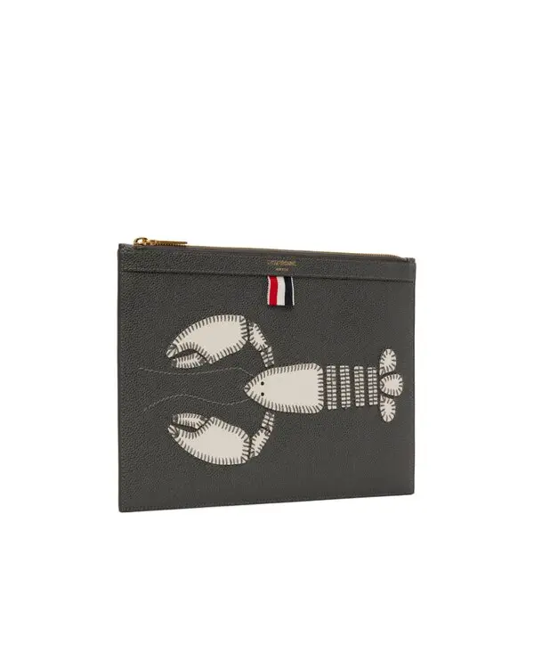 Thom Browne Lobster Appliqué Clutch Bag - Dark Gray