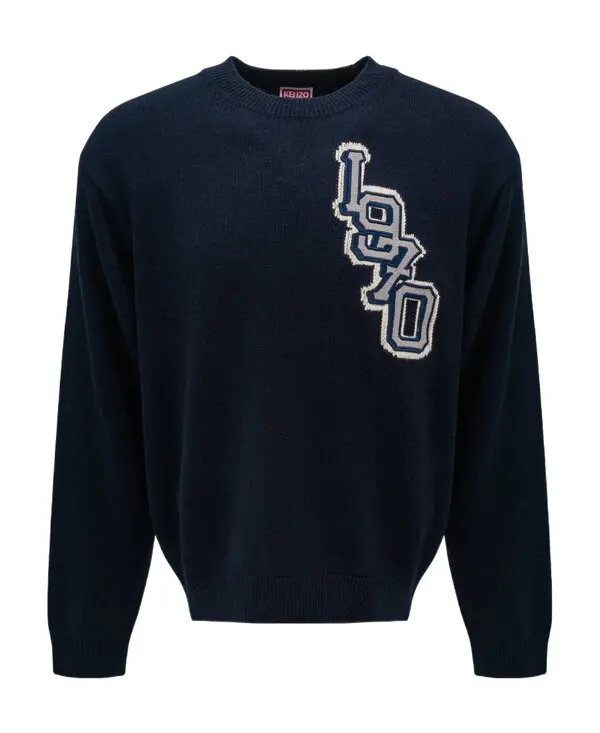 Kenzo Logo Patch Crewneck Knit Jumper - Black