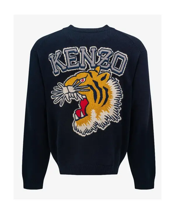 Kenzo Logo Patch Crewneck Knit Jumper - Black