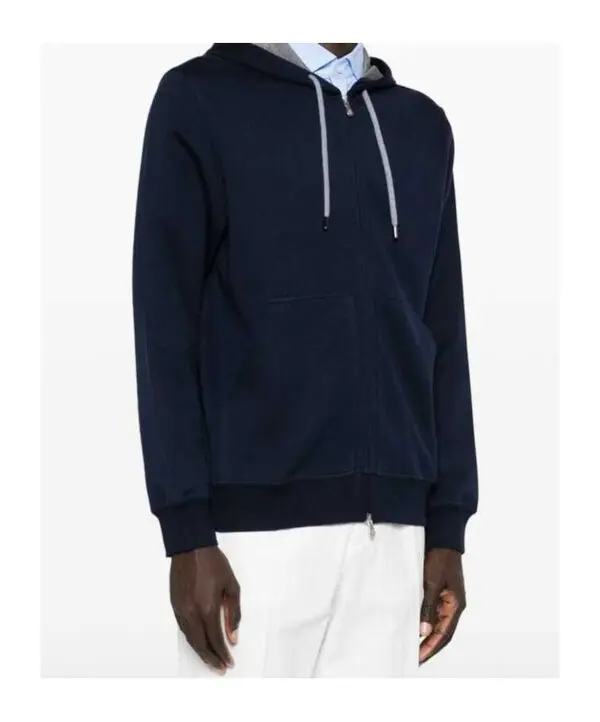 Brunello Cucinelli Zip-up Hoodie With Drawstring - Cobalt Blue