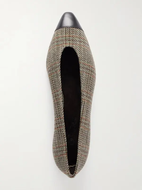 Loro Piana Rebecca Ballet Flats In Elgin Check Tweed - Grey