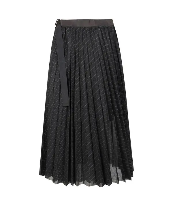 Sacai Pleated Striped Organza Skirt