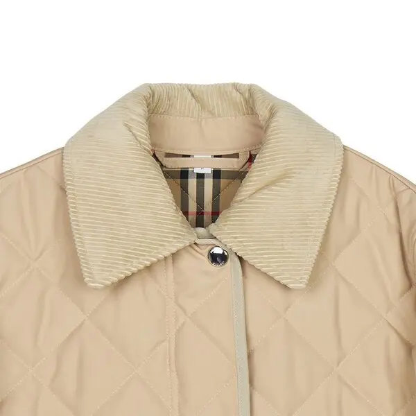 Burberry Quilted Long Sleeve Jacket With Spread Collar
