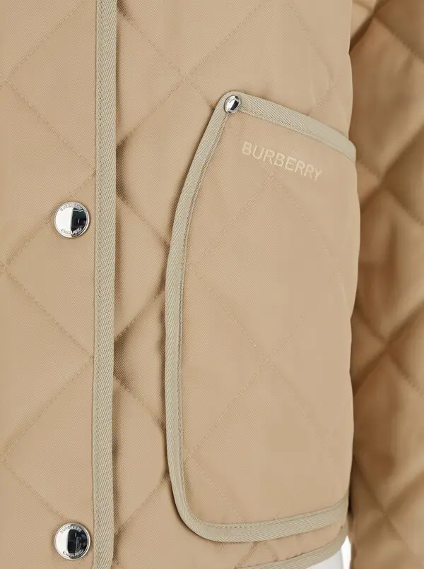 Burberry Quilted Long Sleeve Jacket With Spread Collar