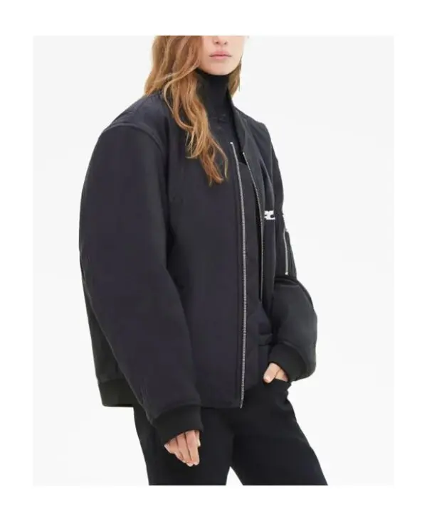 COURREGES Logo Embroidered Bomber Jacket - Black