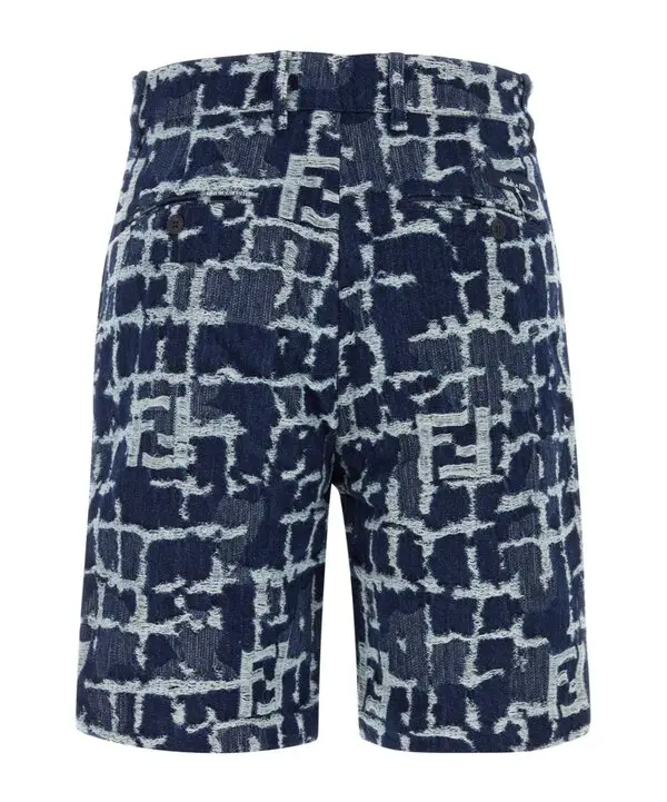 Fendi Ff Tassel Jacquard Denim Shorts