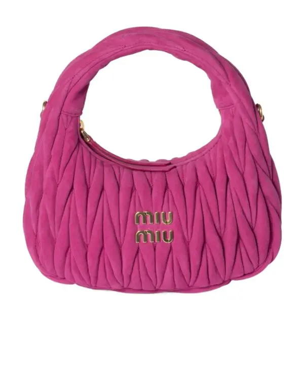 Miu Miu Wander Matelassé Suede Bag - Purple-red