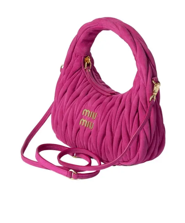 Miu Miu Wander Matelassé Suede Bag - Purple-red