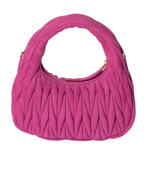 Miu Miu Wander Matelassé Suede Bag - Purple-red