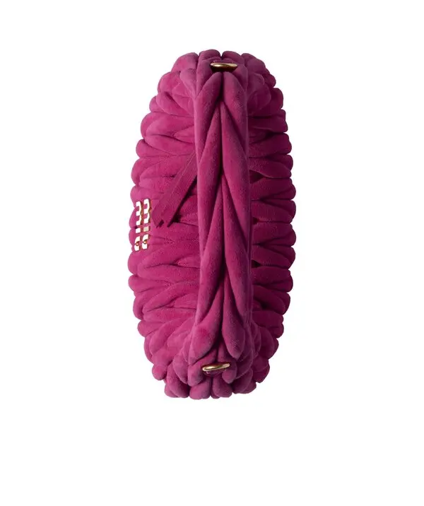 Miu Miu Wander Matelassé Suede Bag - Purple-red