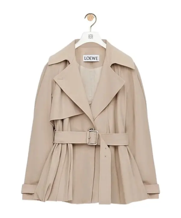 Loewe Buckled Collared Coat - Light Brown