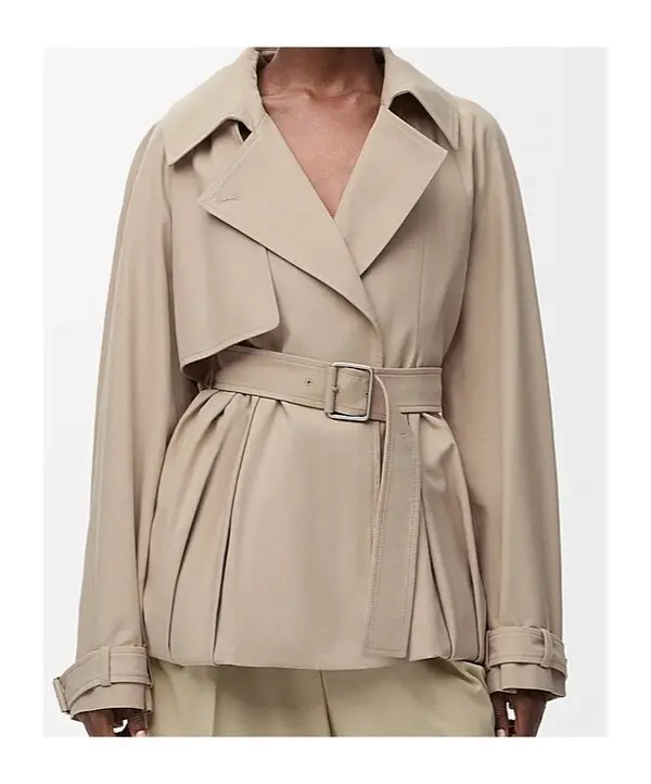 Loewe Buckled Collared Coat - Light Brown