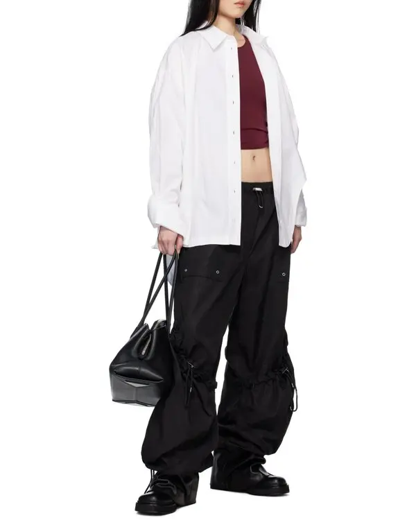 Attico Oversized Wide-leg Drawstring Trousers - Black