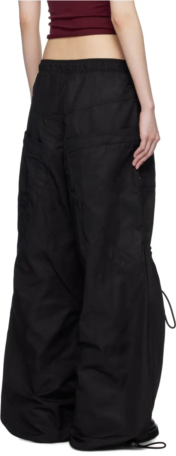 Attico Oversized Wide-leg Drawstring Trousers - Black