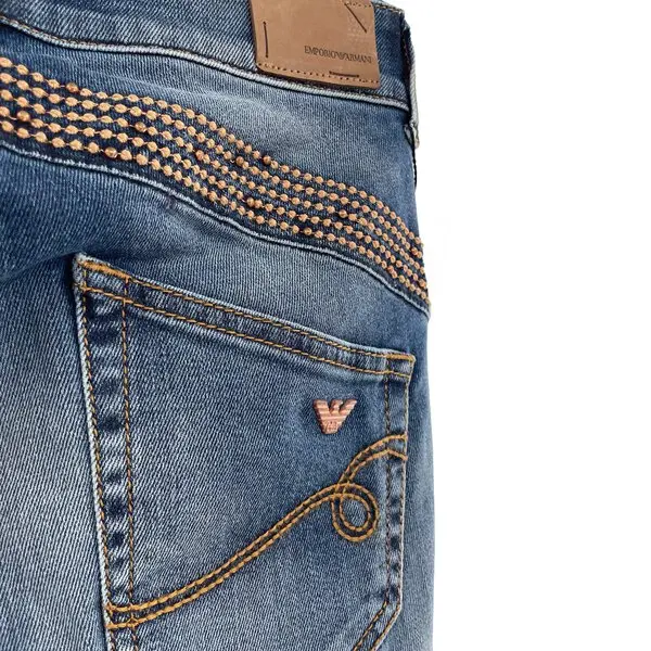 Emporio Armani Embellished Belted Denim Pants