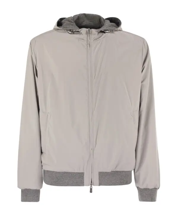 Fedeli Reversible Hooded Bomber Jacket - Gray