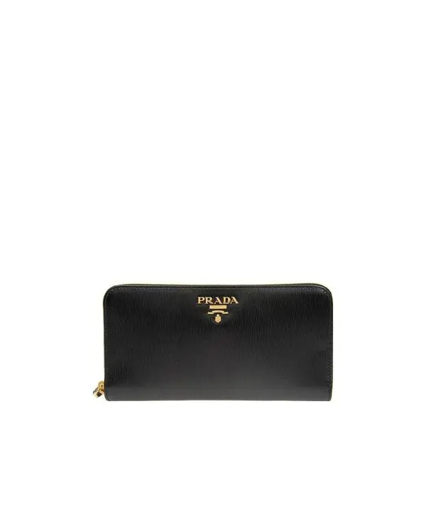 Prada Logo Details Wallet - Black