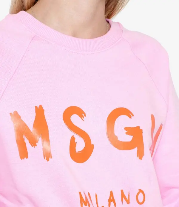 MSGM Logo Print Detail Sweatshirt - Pink