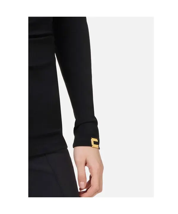 Elisabetta Franchi Draped Jersey Top With Gold Hardware