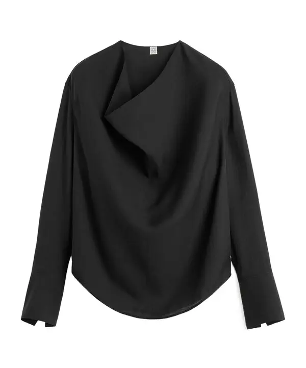 TOTEME Draped Curved Hem Blouse