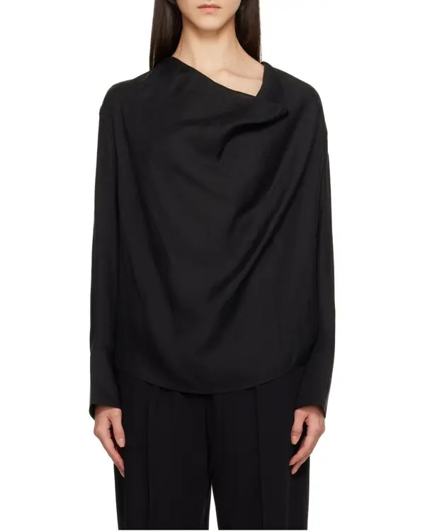 TOTEME Draped Curved Hem Blouse