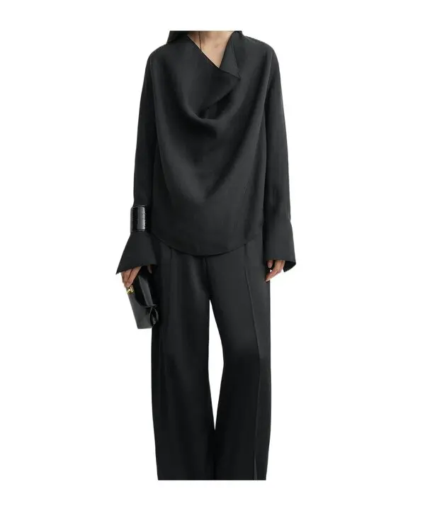 TOTEME Draped Curved Hem Blouse