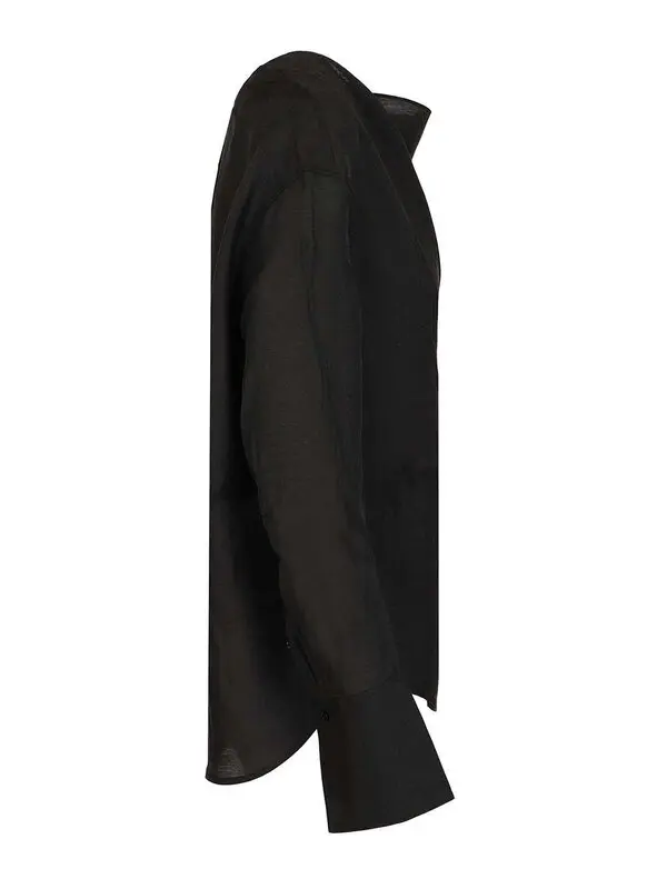 TOTEME Draped Curved Hem Blouse - Black