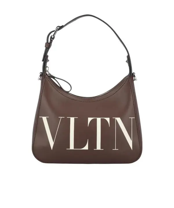 Valentino Garavani Vltn Printed Zip-up Shoulder Bag - Brown