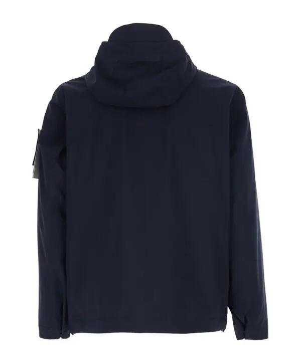 Stone Island Logo Patch Zip-up Hooded Jacket - Blue
