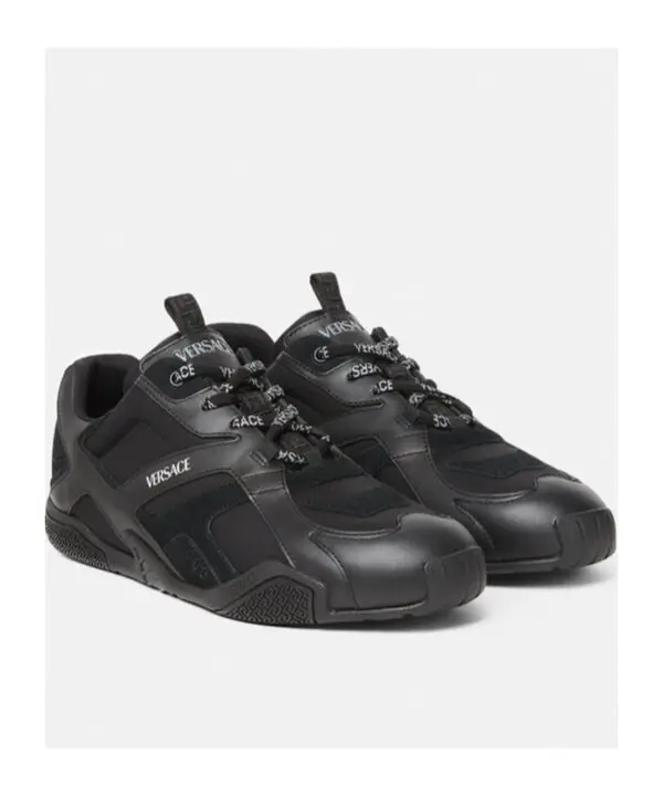 Versace Panelled Lace-up Sneakers - Black