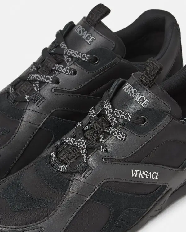 Versace Panelled Lace-up Sneakers - Black