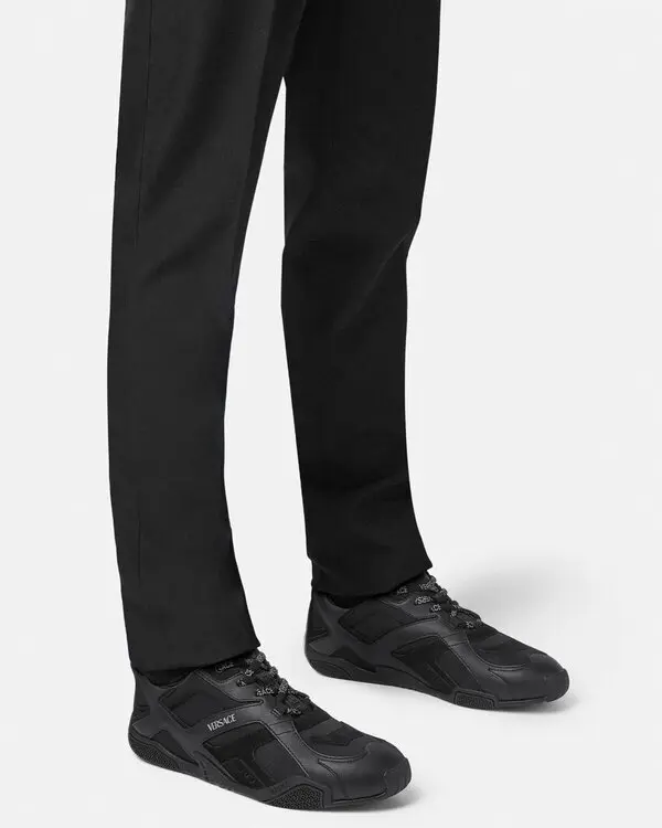 Versace Panelled Lace-up Sneakers - Black