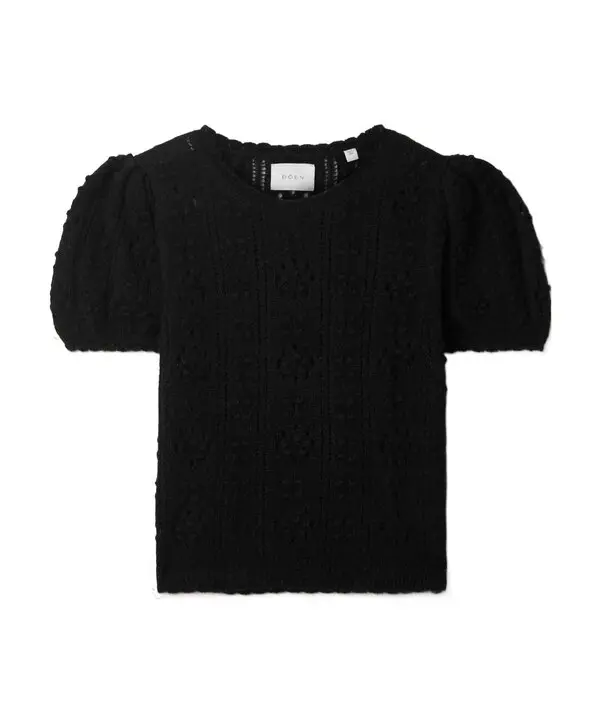 DÔEN Short-sleeved Knitted Top - Black