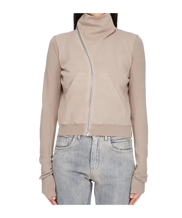 Rick Owens High-neck Zip-front Jacket - Dirty Pearl