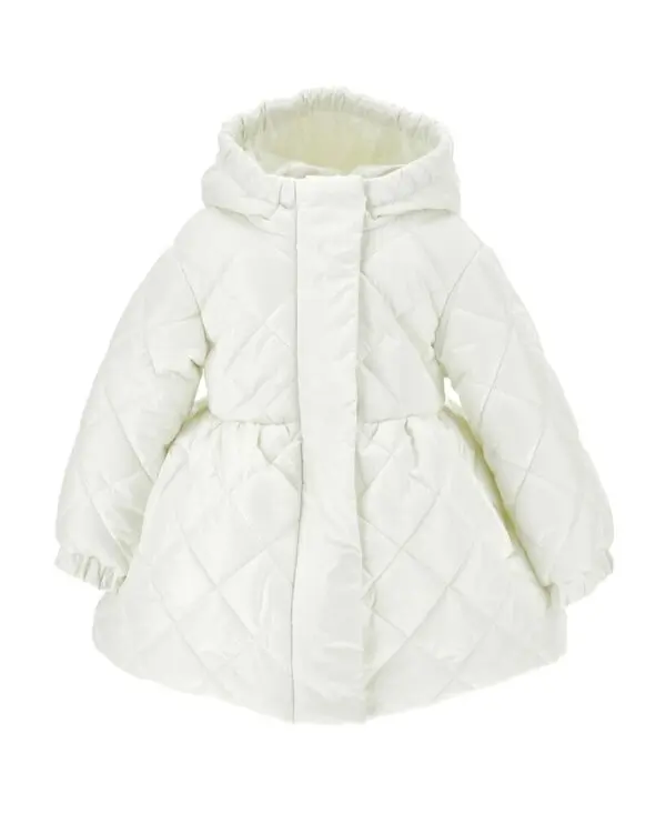 Monnalisa Quilted Padded Hooded Jacket - White