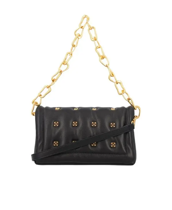 Off-White Logo Plaque Quilted Crossbody Bag - Black