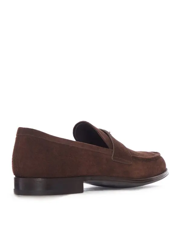 Prada Suede Loafers With Logo Detail - Brown