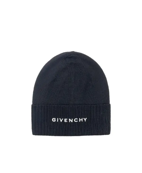 Givenchy Logo Embroidered Wool Hat - Black