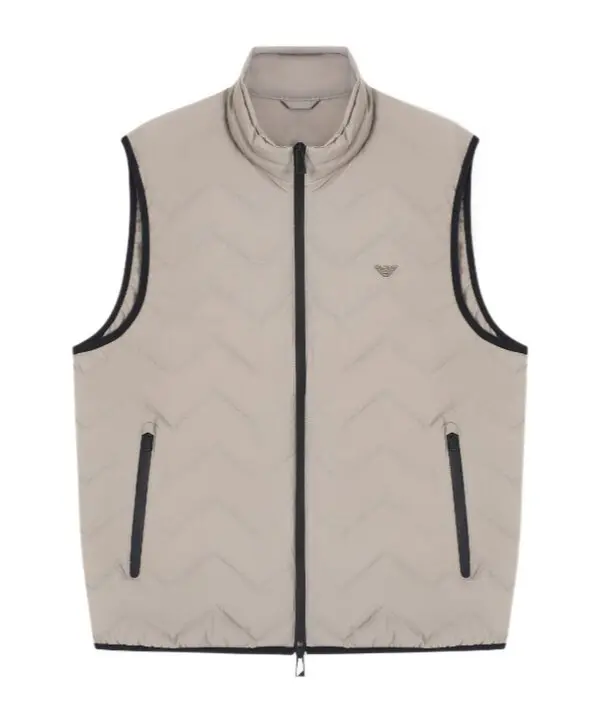 Emporio Armani Chevron Zip Gilet - Nude