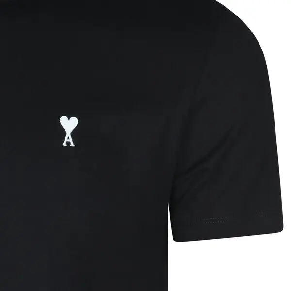 AMI Paris Logo Embroidered Crewneck T-shirt - Black