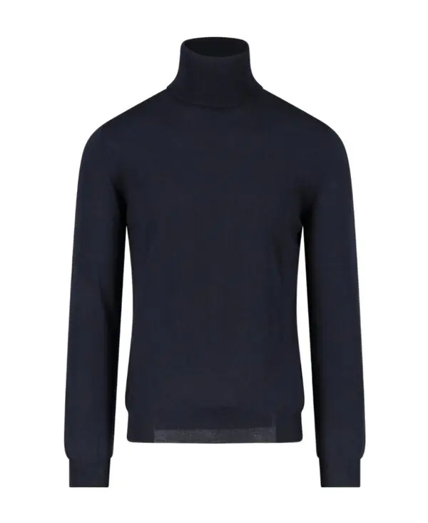 ZANONE Flexwool Turtleneck Knitwear With Ribbed Details - Black