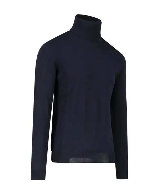 ZANONE Flexwool Turtleneck Knitwear With Ribbed Details - Black