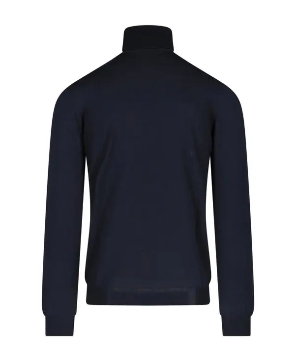 ZANONE Flexwool Turtleneck Knitwear With Ribbed Details - Black