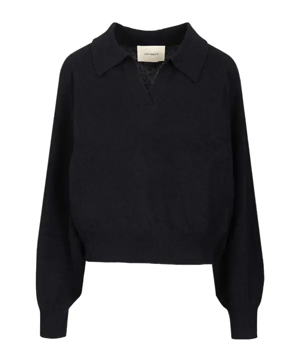 LISA YANG Katriel Loose Polo Knitted Sweater - Blue