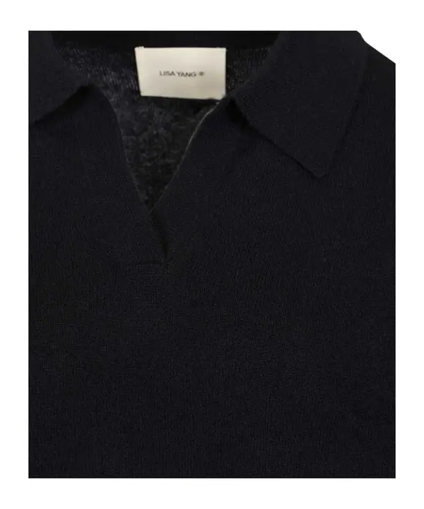 LISA YANG Katriel Loose Polo Knitted Sweater - Blue