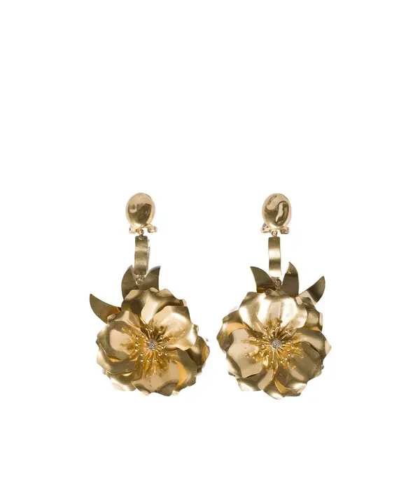 Miu Miu Metal Earrings With Crystals - Green
