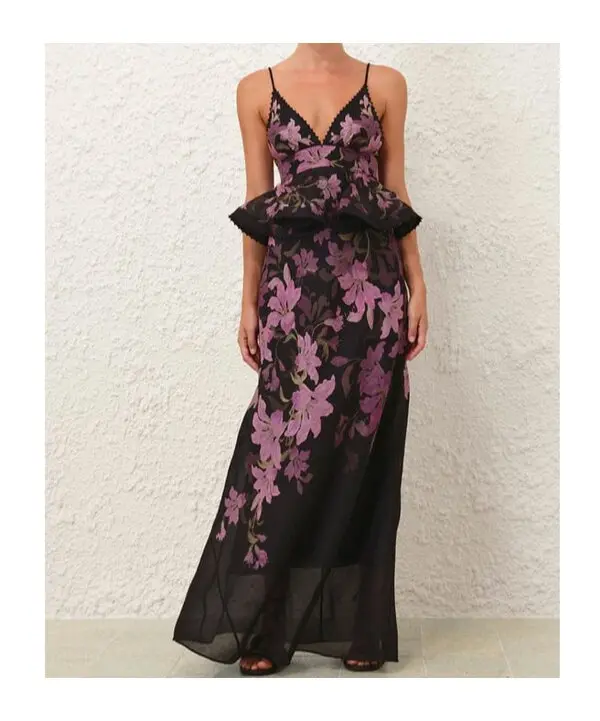 Zimmermann Dawning" Ruffle Slip Maxi Dress