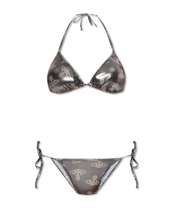 VIVIENNE WESTWOOD Orb Printed Triangle Bikini - Silver