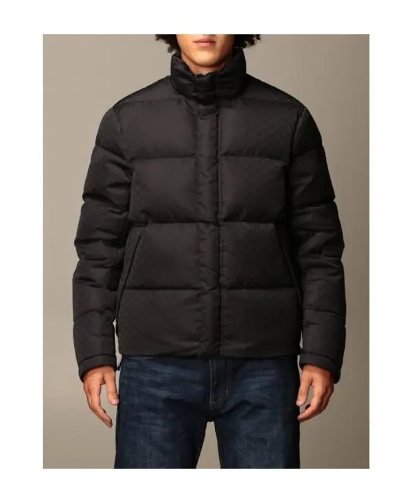 Emporio Armani Monogram Padded High-neck Down Jacket