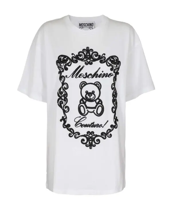 Moschino Flocked Teddy Logo T-shirt - White
